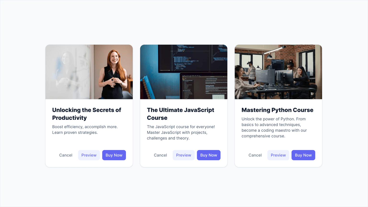 Stick Elements at the Bottom of Cards with Equal Heights - Cruip